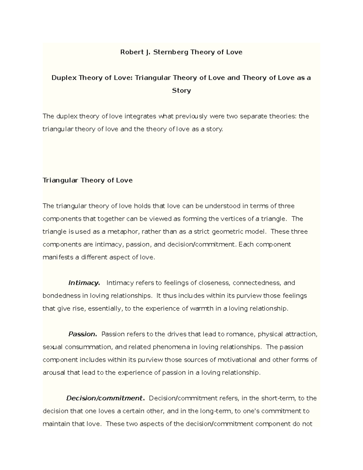 Robert J Sternberg theory of Love(2) - Robert J. Sternberg Theory of ...