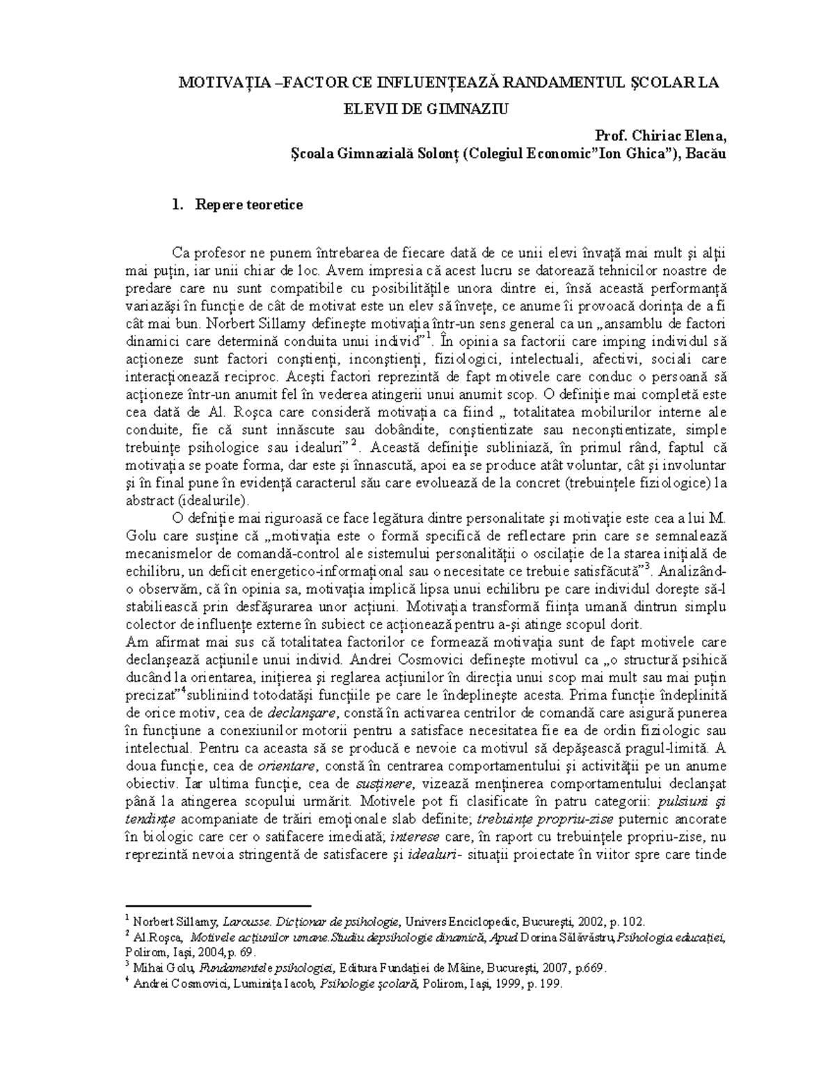 Exemplu chestionar evaluare - MOTIVAŢIA –FACTOR CE INFLUENŢEAZĂ ...