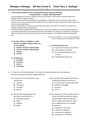 Teste de avaliação de geologia 10º ano - Parte I O vulcão submarino ...