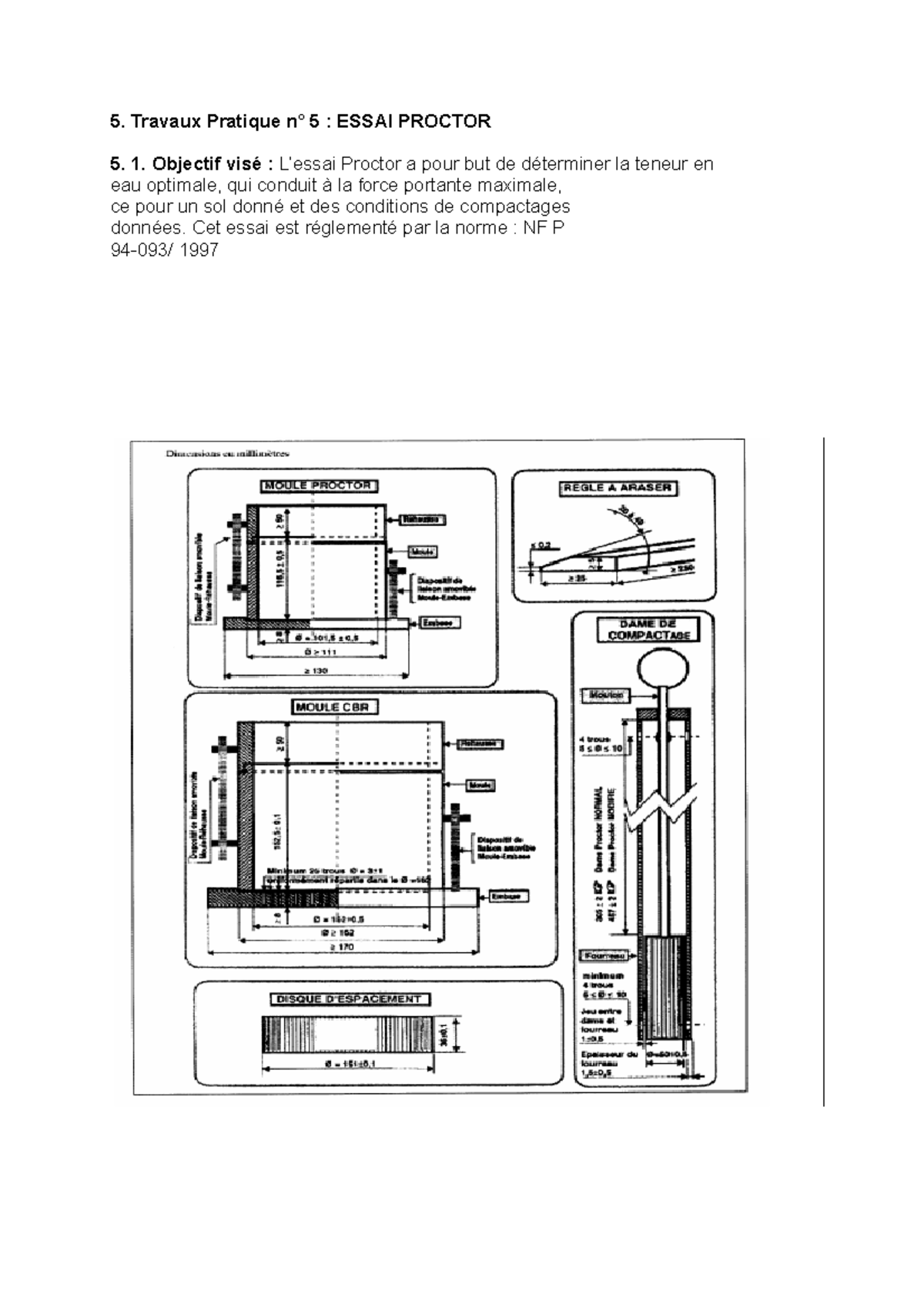 Essai proctor - Travaux Pratique n° 5 : ESSAI PROCTOR Objectif visé : L ...