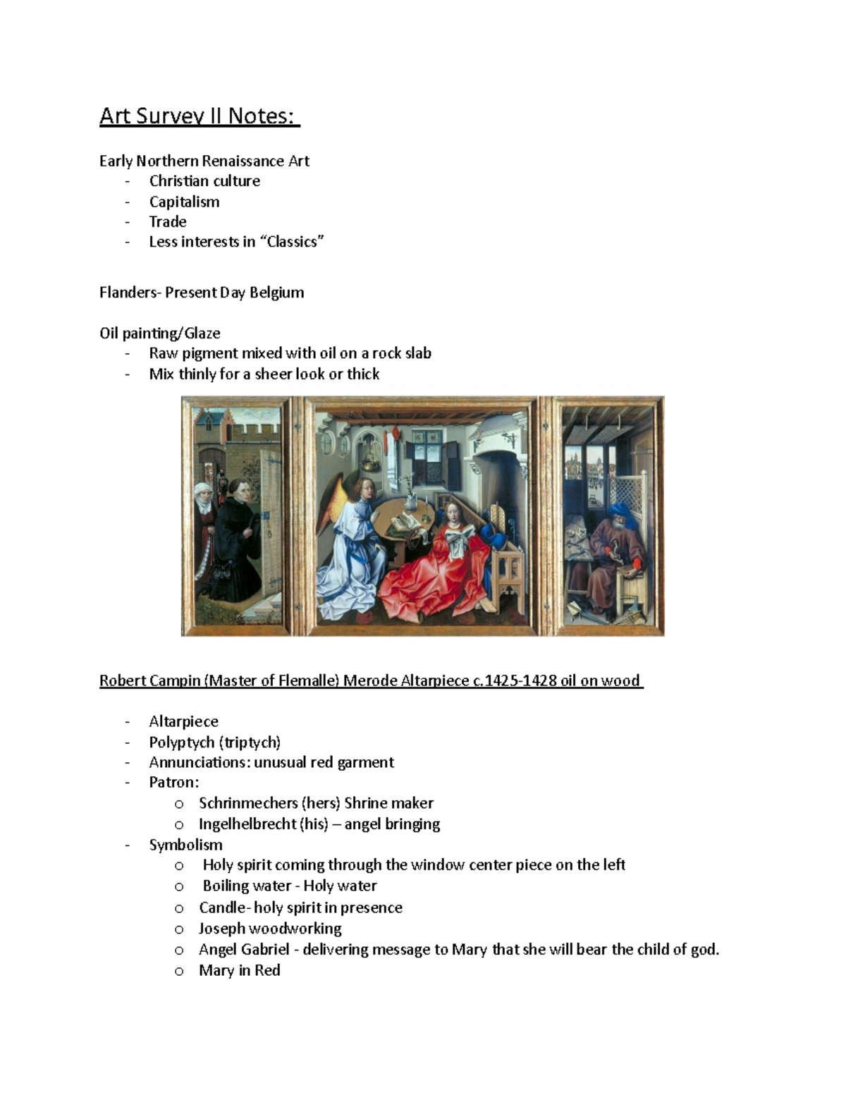 Art Survey II Notes Early Northern Renaissance Art - Art Survey II ...