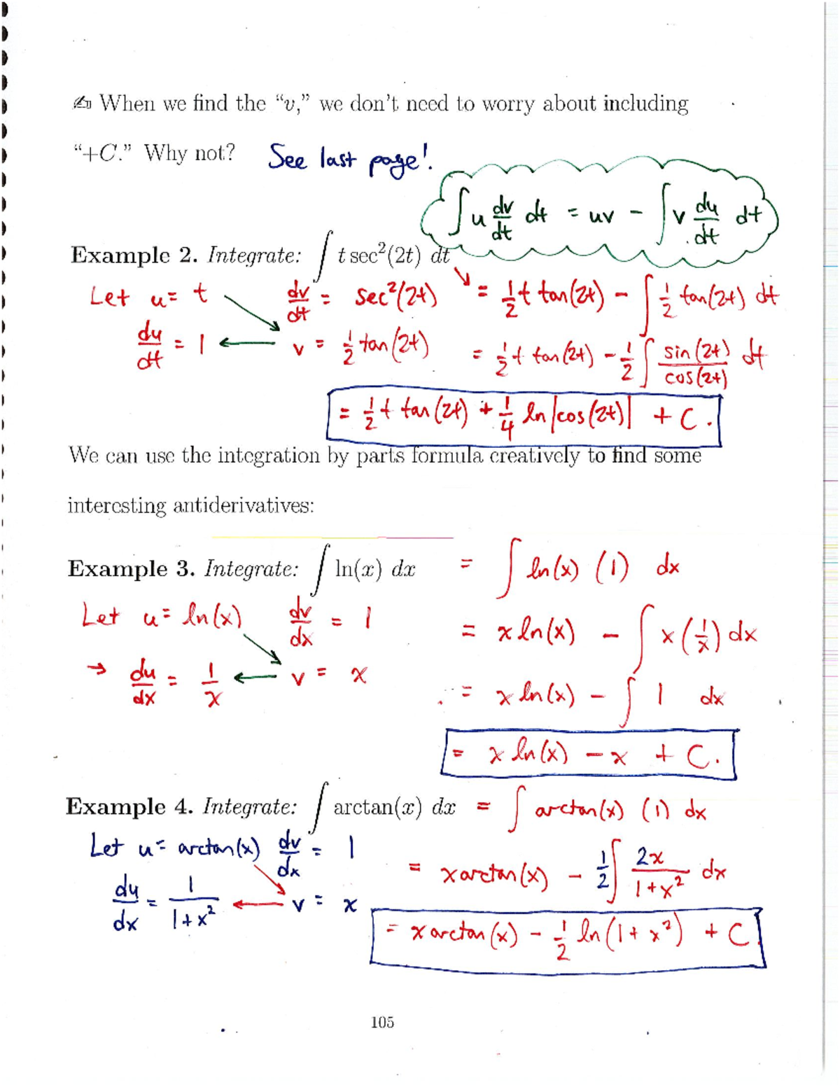 Week 6 - Integration by Parts examples, Integrals of Trig products ...