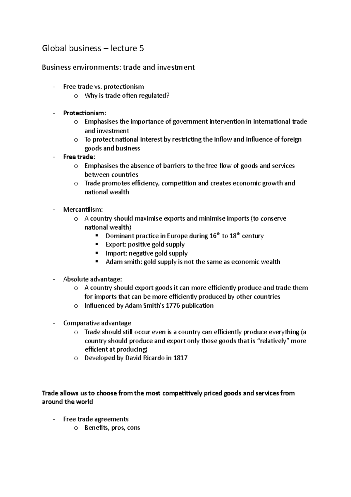 Global business - lecture 5 - Global business – lecture 5 Business ...