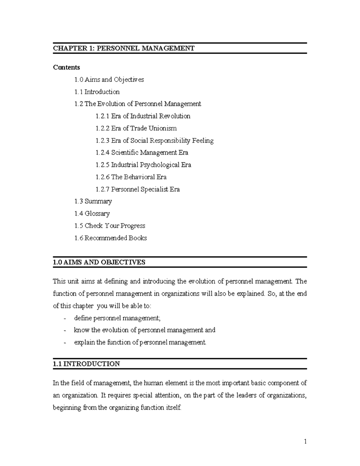 Unit 1 - introduction to mgt - CHAPTER 1: PERSONNEL MANAGEMENTCHAPTER 1 ...