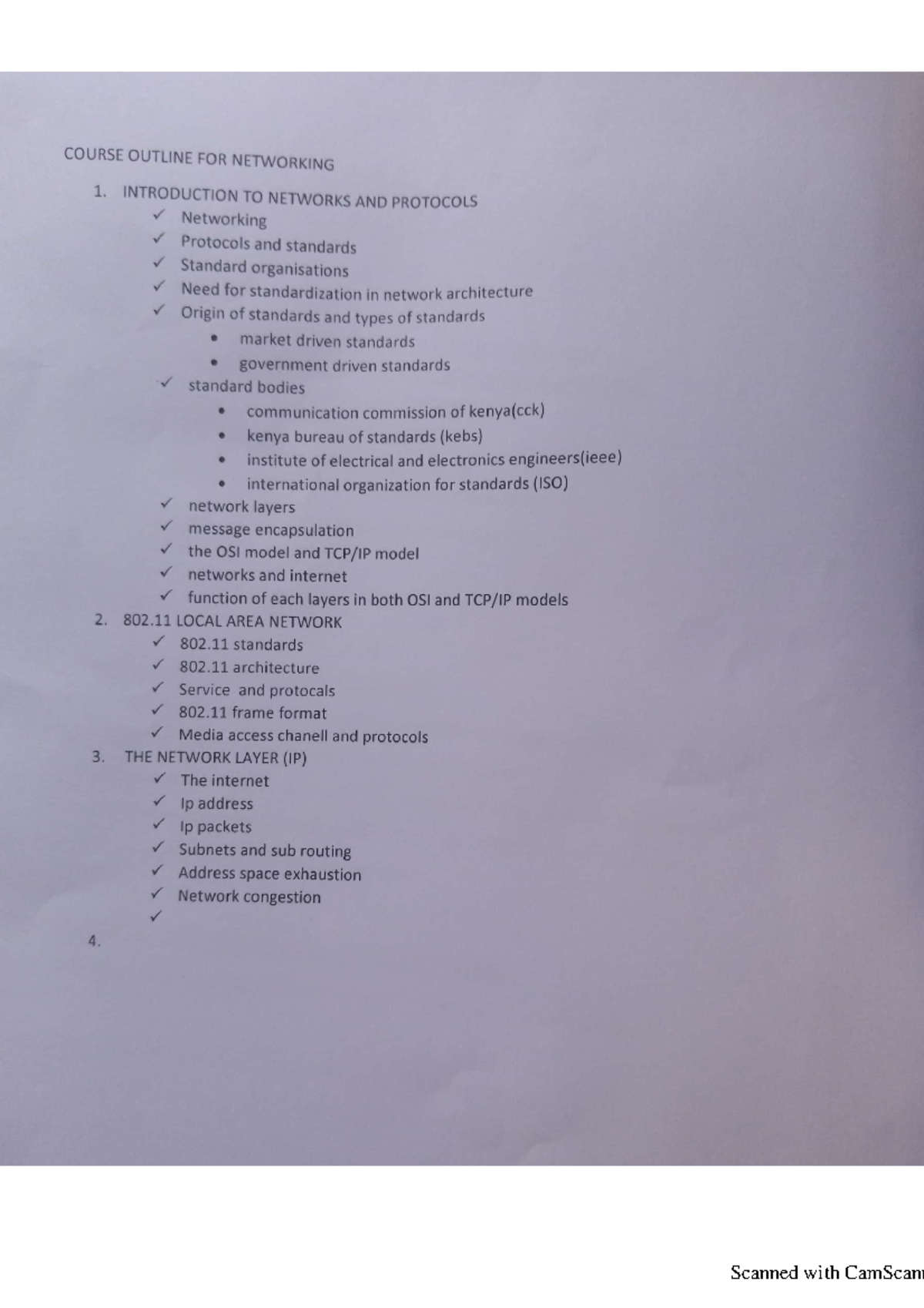 Networking Course Outline DEET M3 - COURSE OUTLINE FOR NETWORKING 1 ...