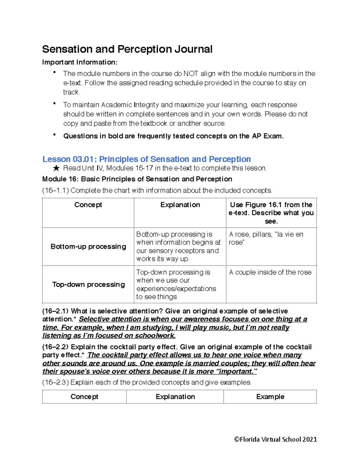 Sensation and perception journal - Sensation and Perception Journal ...
