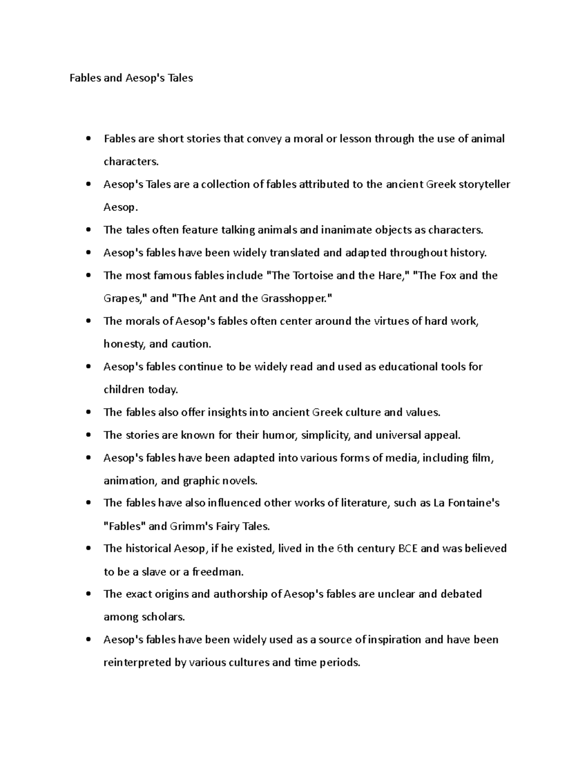 Fables and Aesop's Tales - Aesop's Tales are a collection of fables ...