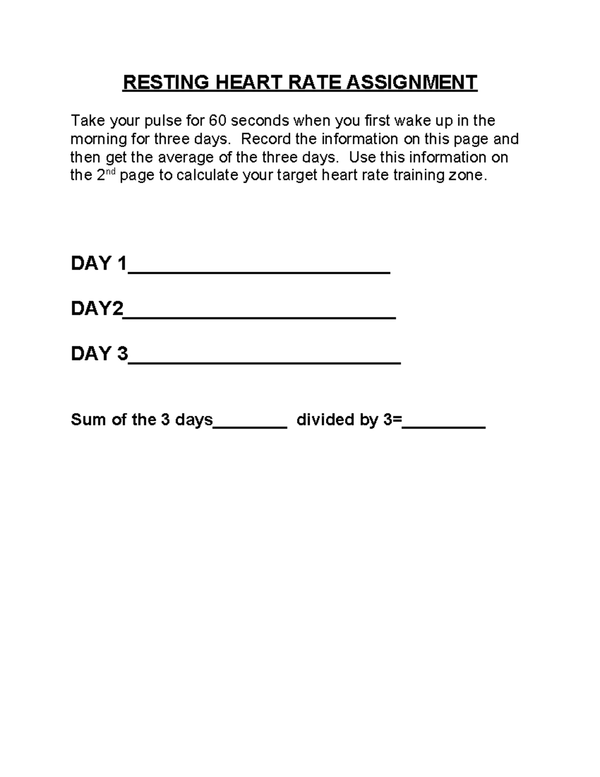 Resting Heart RATE Assignment - PHY 130 - RESTING HEART RATE ASSIGNMENT ...