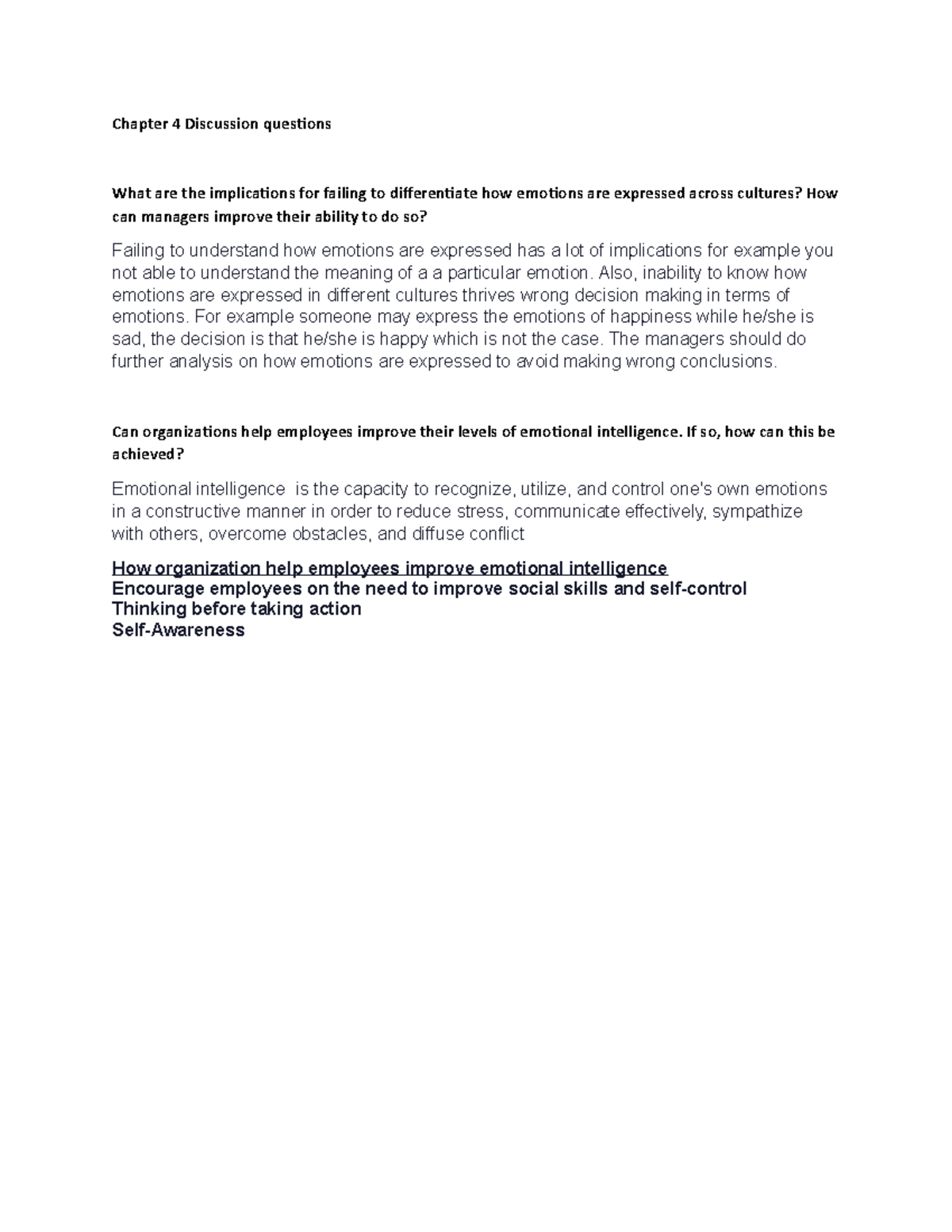 Chapter 4 Discussion questions - Chapter 4 Discussion questions What ...