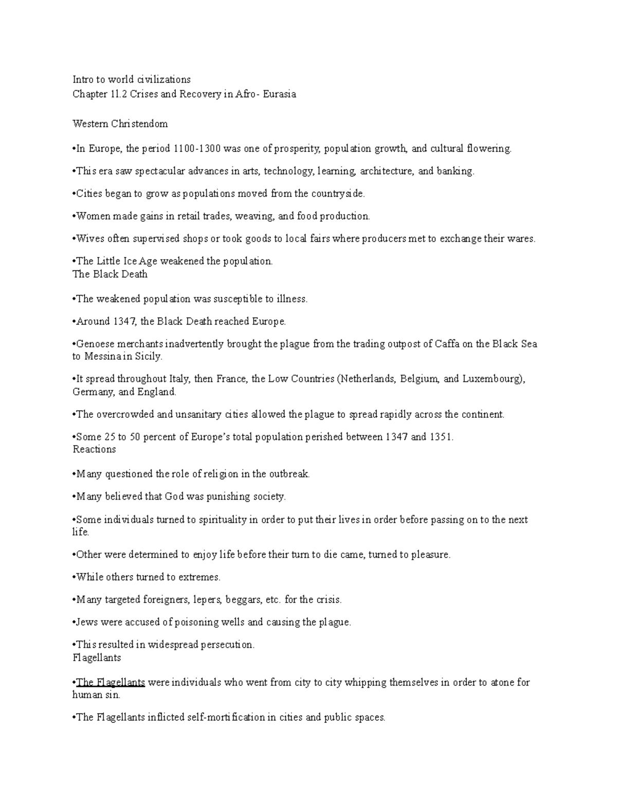 11 - Lecture notes from Intro to World Civilization - Intro to world ...