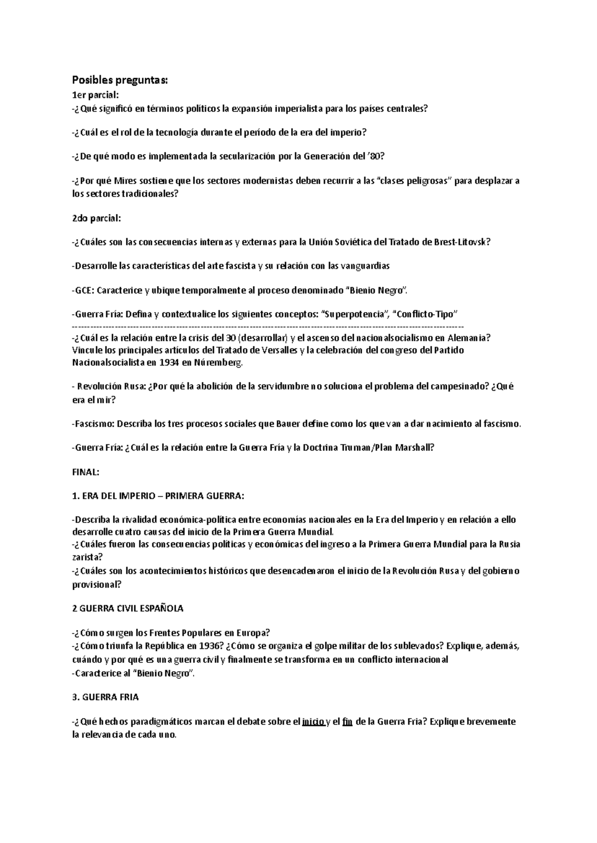 Posibles preguntas - notas de lectura - Posibles preguntas: 1er parcial: -¿Qué significó en ...
