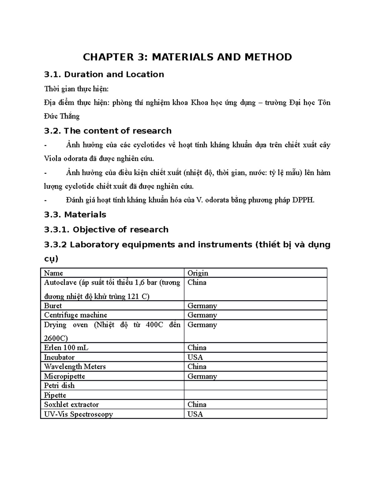 Chapter 3 - hmngbvcx - CHAPTER 3: MATERIALS AND METHOD Duration and ...