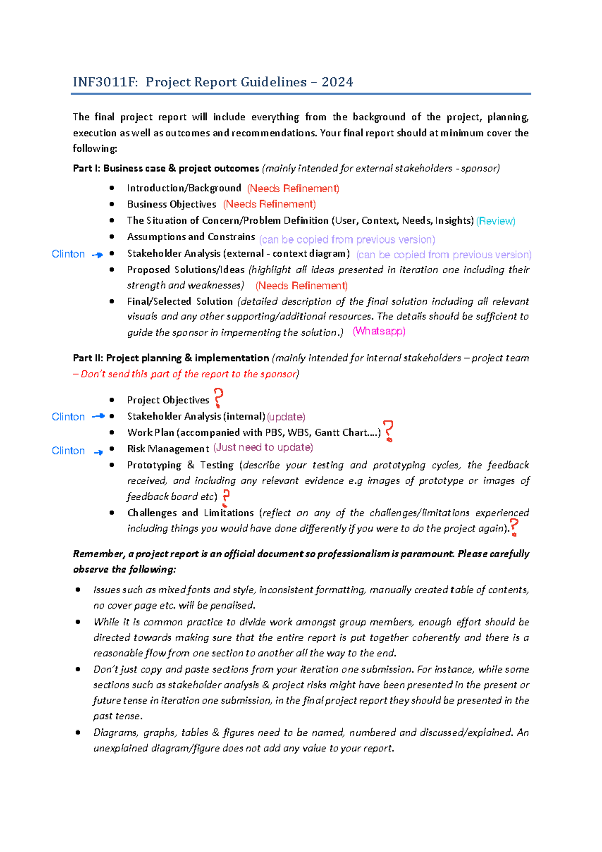 Guidelines for the Project Report 2024 - INF3011F: Project Report Guidelines – 2024 The final ...