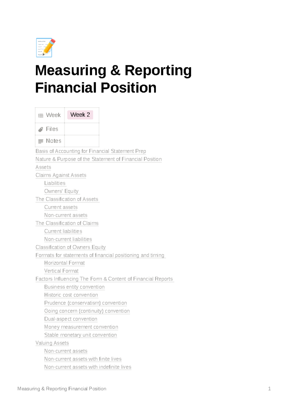 Measuring Reporting Financial Position - Ë Measuring & Reporting ...