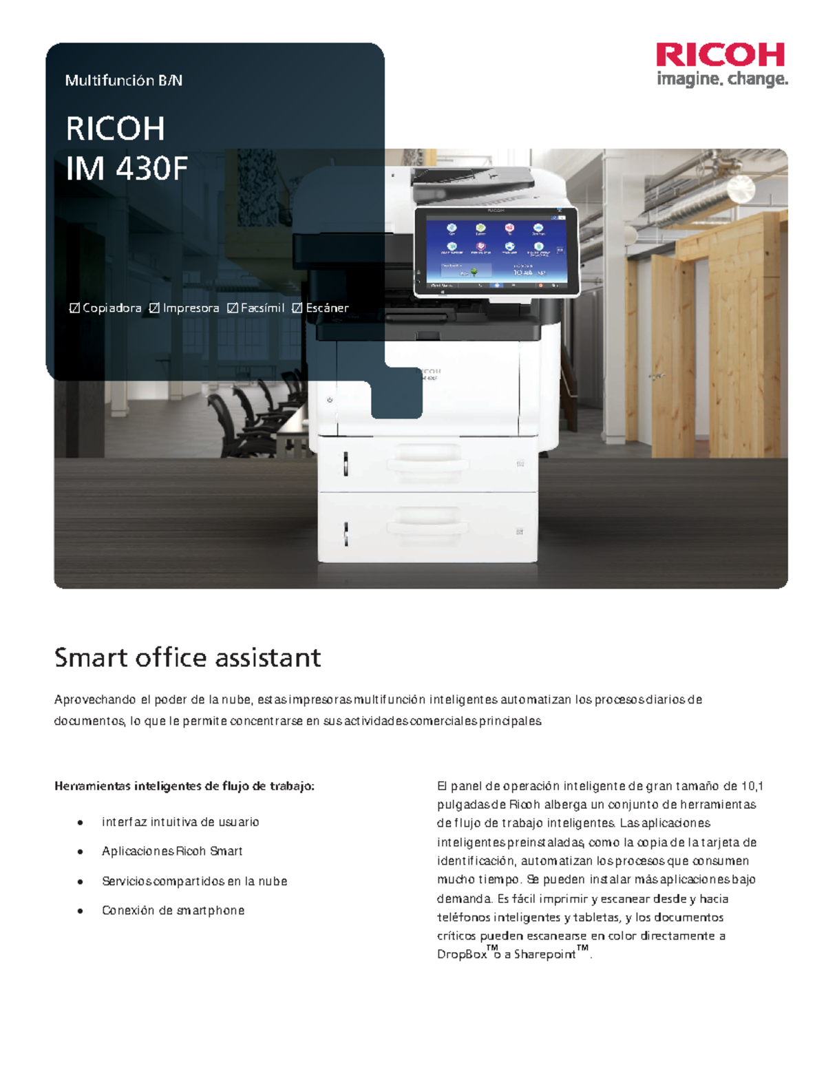 Im430f spec sheet es la - Multifunción B/N RICOH IM 430F Copiadora ...