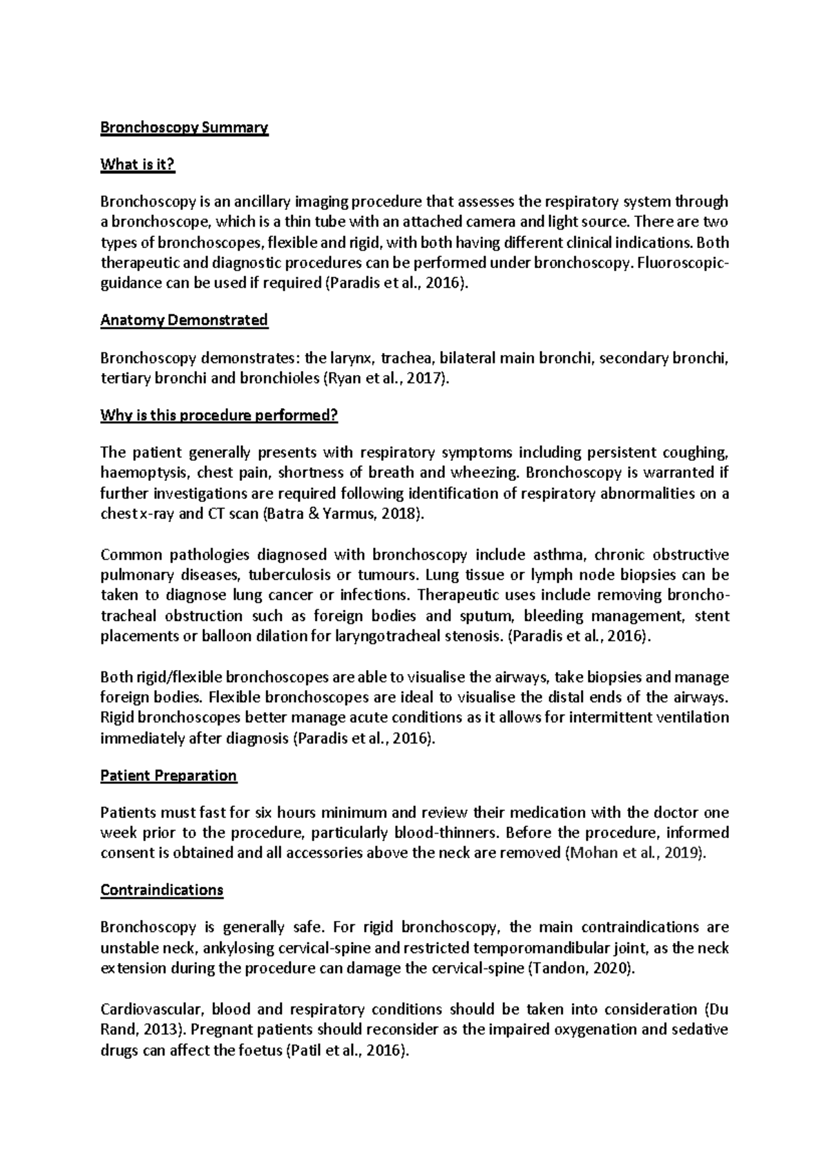 Special Intervention notes - Bronchoscopy Summary What is it ...