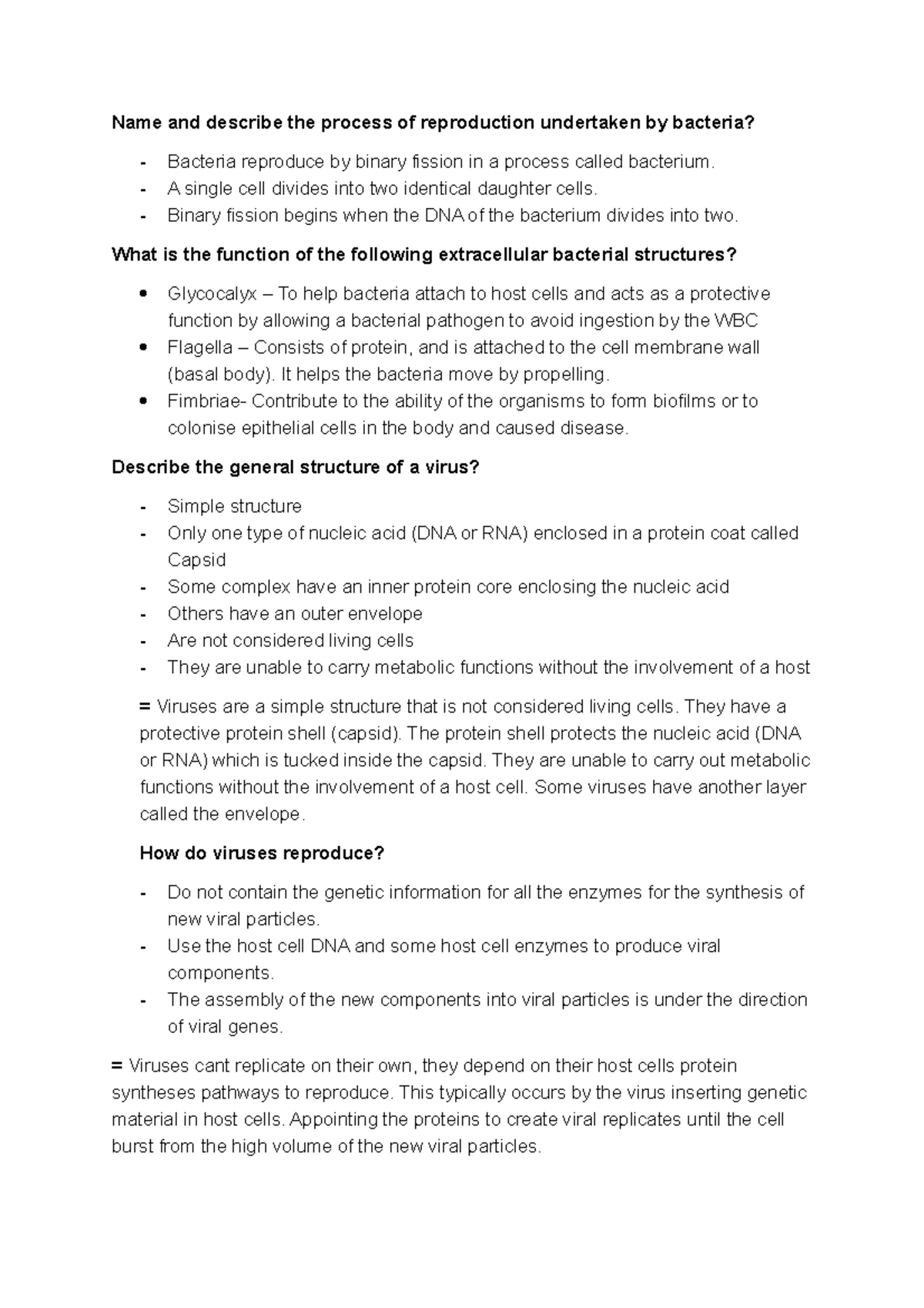 Bacteria questions and readiings - Name and describe the process of ...