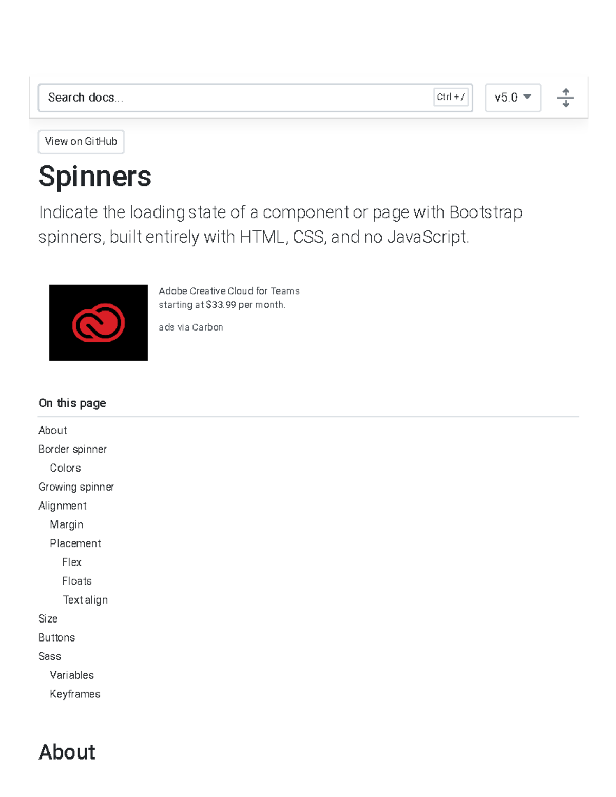Spinners (buffring)· Bootstrap v5 - View on GitHub Spinners Indicate the loading state of a ...