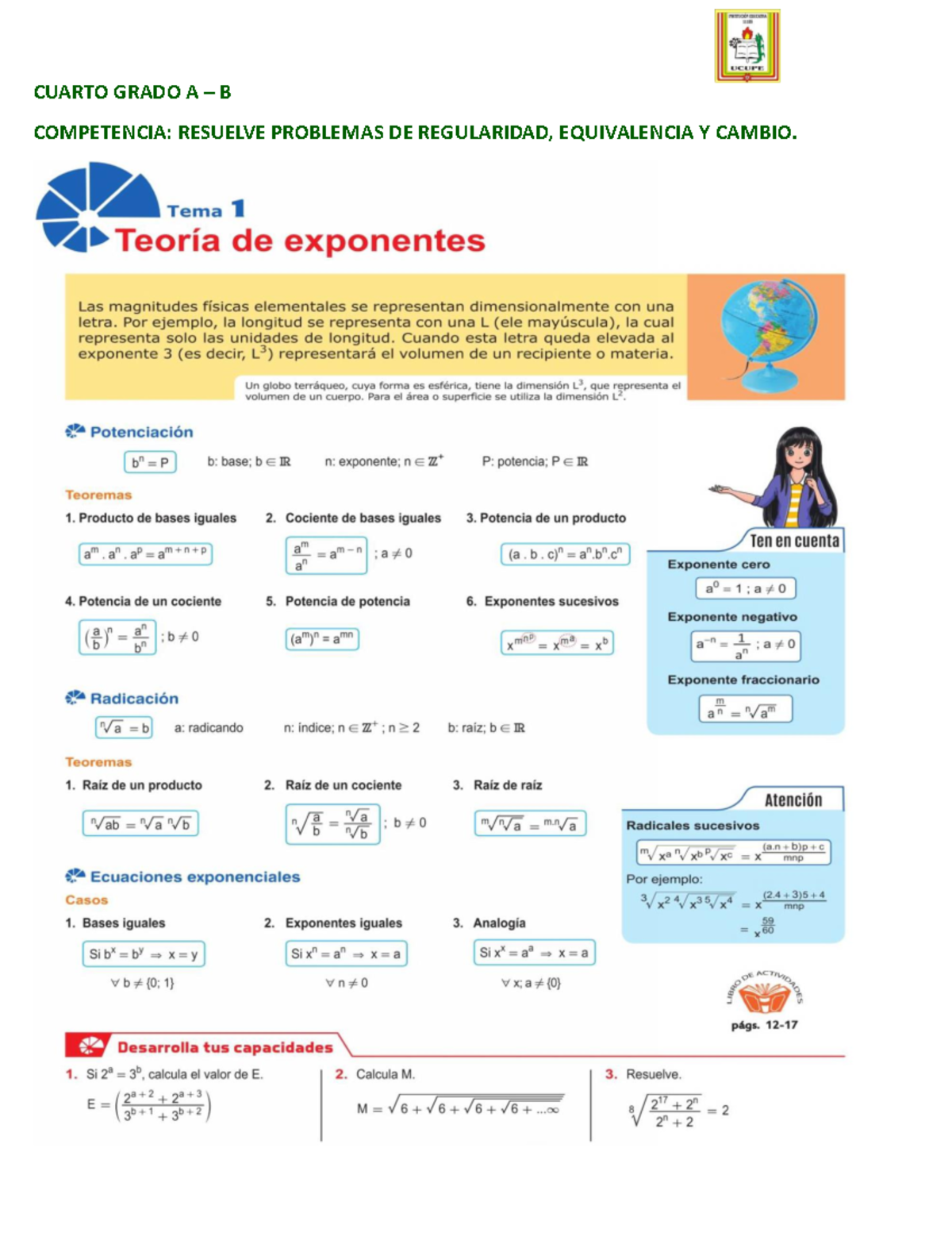 Cuarto Grado A - B - matematica - CUARTO GRADO A – B COMPETENCIA ...