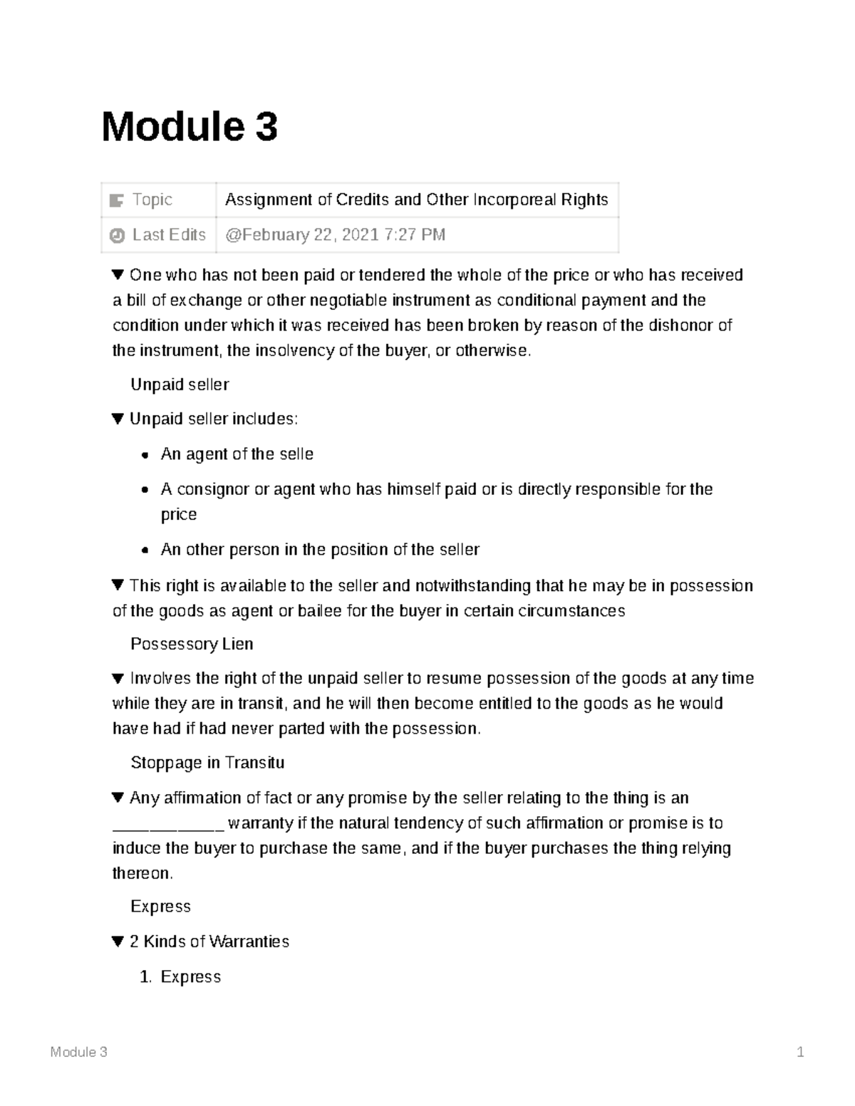 Module 3 - Lecture notes 3 - Module 3 1 Module 3 Topic Assignment of ...