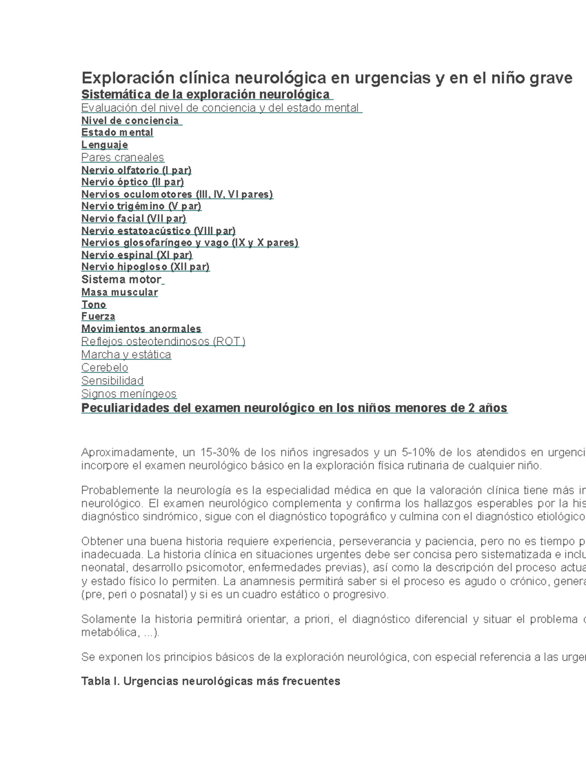 Exploracioìn cliìnica neuroloìgica en urgencias y en el ninÞo grave ...