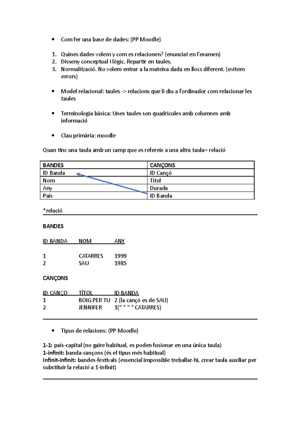 TIC - Apunts TIC Relacions Laborals UPF - Com fer una base de dades: (PP Moodle) Quines dades ...