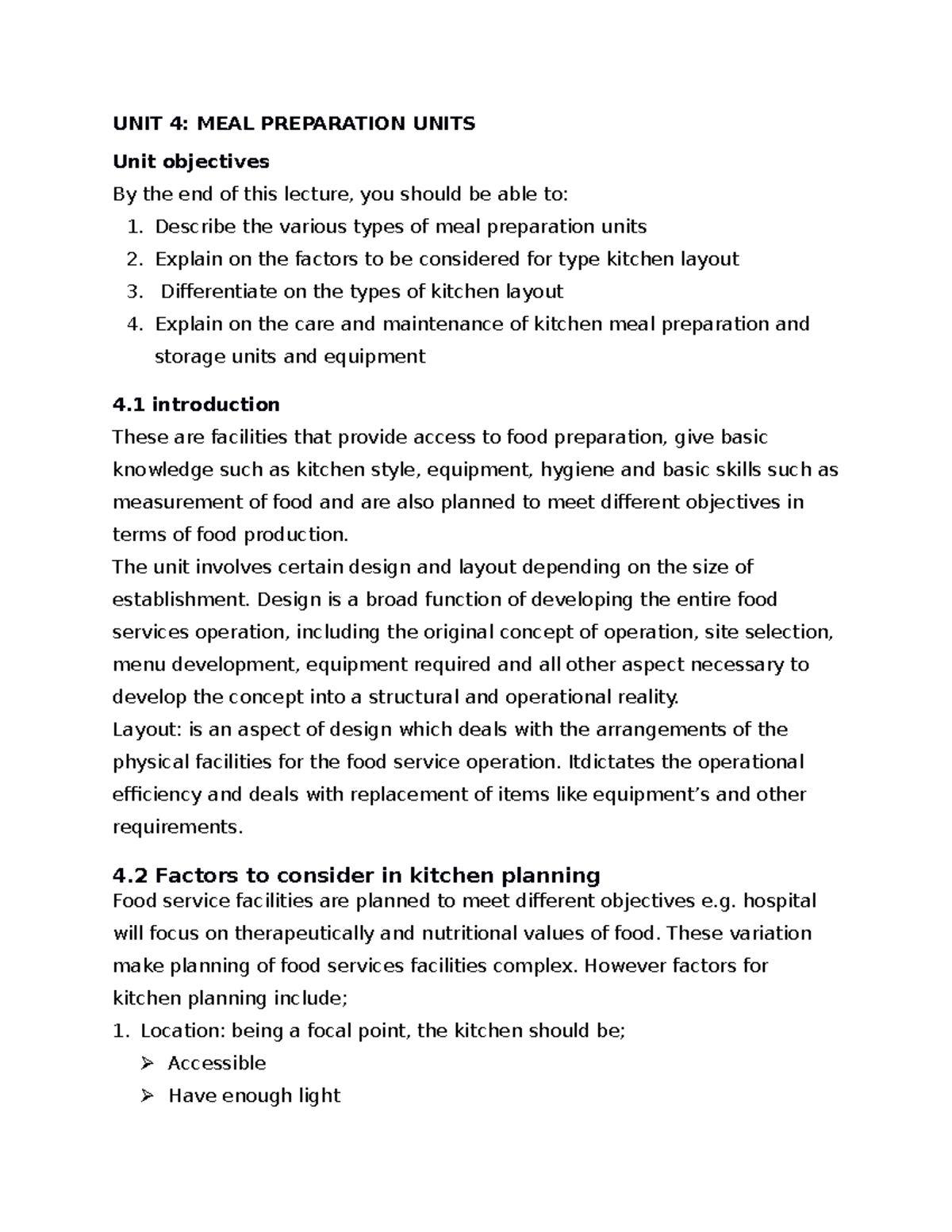 Meal preparation units and equipments - UNIT 4: MEAL PREPARATION UNITS ...