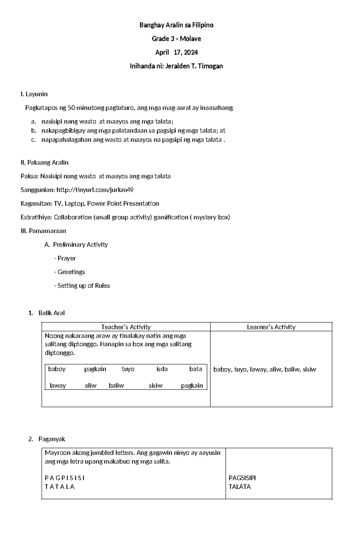 Pagsisipi ng Talata - filipino - Banghay Aralin sa Filipino Grade 3 ...