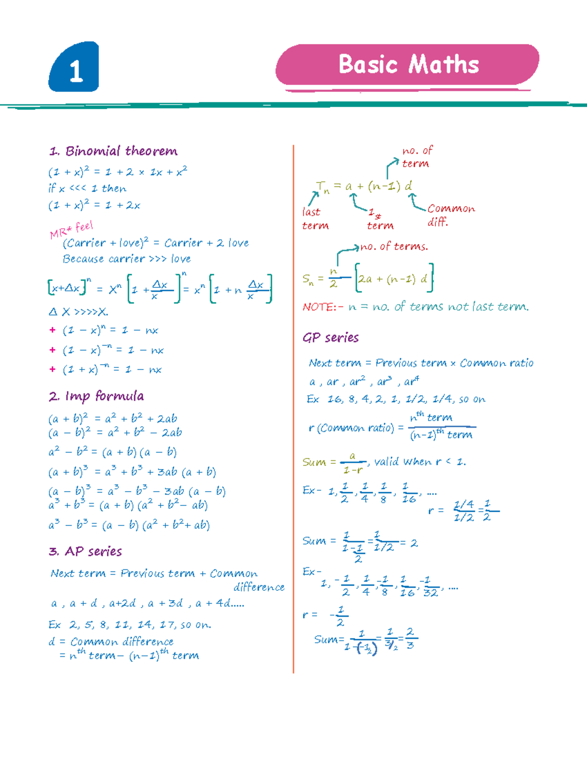 01 Basic Maths final - MR SIR PHYSICS MED EASY CHAPTER 1 - 1. Binomial ...