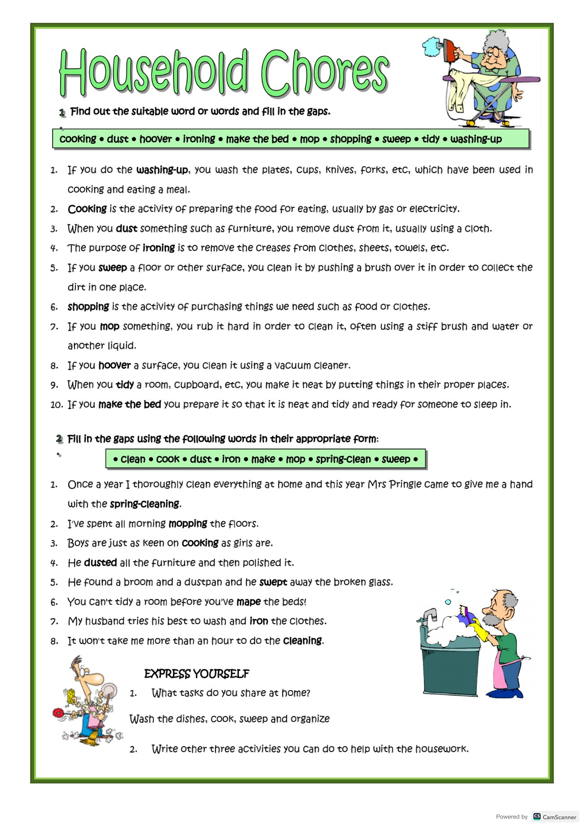 Household-chores-grammar-drills-tests 75109 - ingles - Studocu