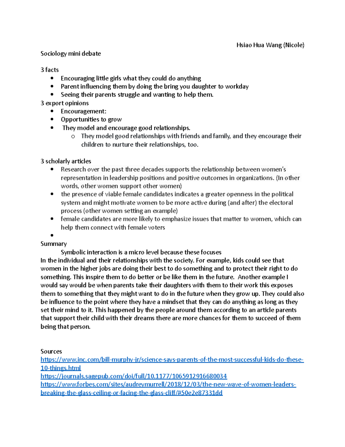 Sociology mini debate - Hsiao Hua Wang (Nicole) Sociology mini debate 3 ...