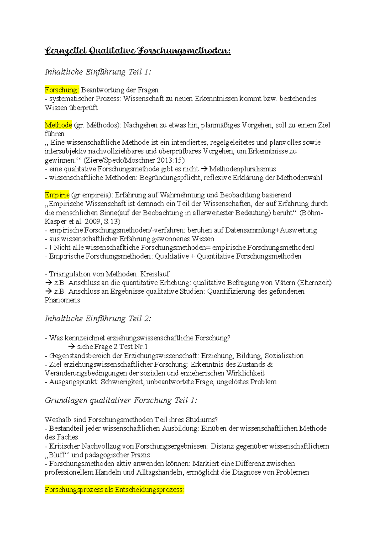 Lernzettel Qualitative Forschungsmethoden - Lernzettel Qualitative Forschungsmethoden ...