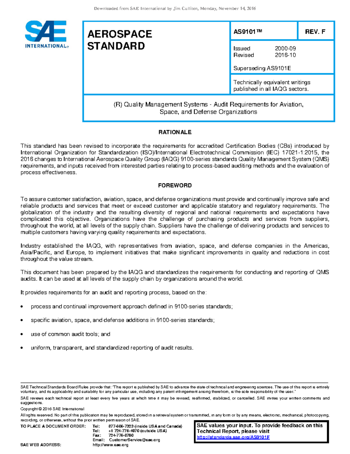 AS9101F-2016 - Norma AS9101F 2016 - - Studocu