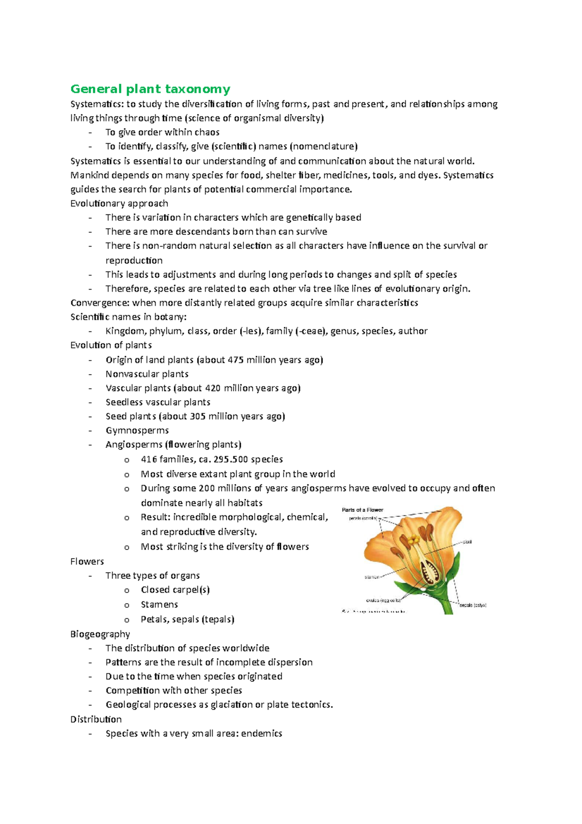 Plant Biotechnology Notes - General plant taxonomy Systematics: to ...