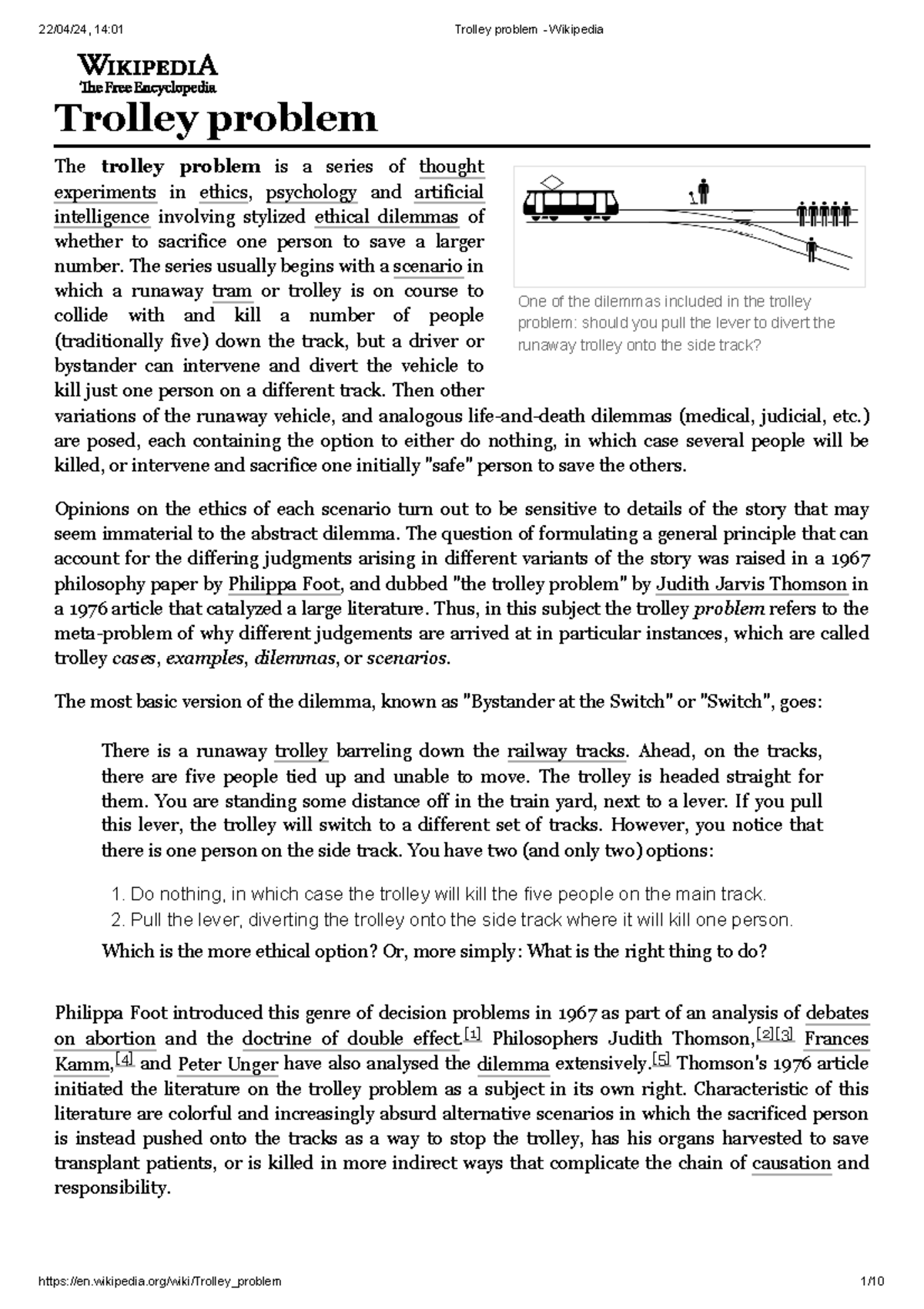 Trolley problem - Apontamentos e materiais de estudo da disciplina ...