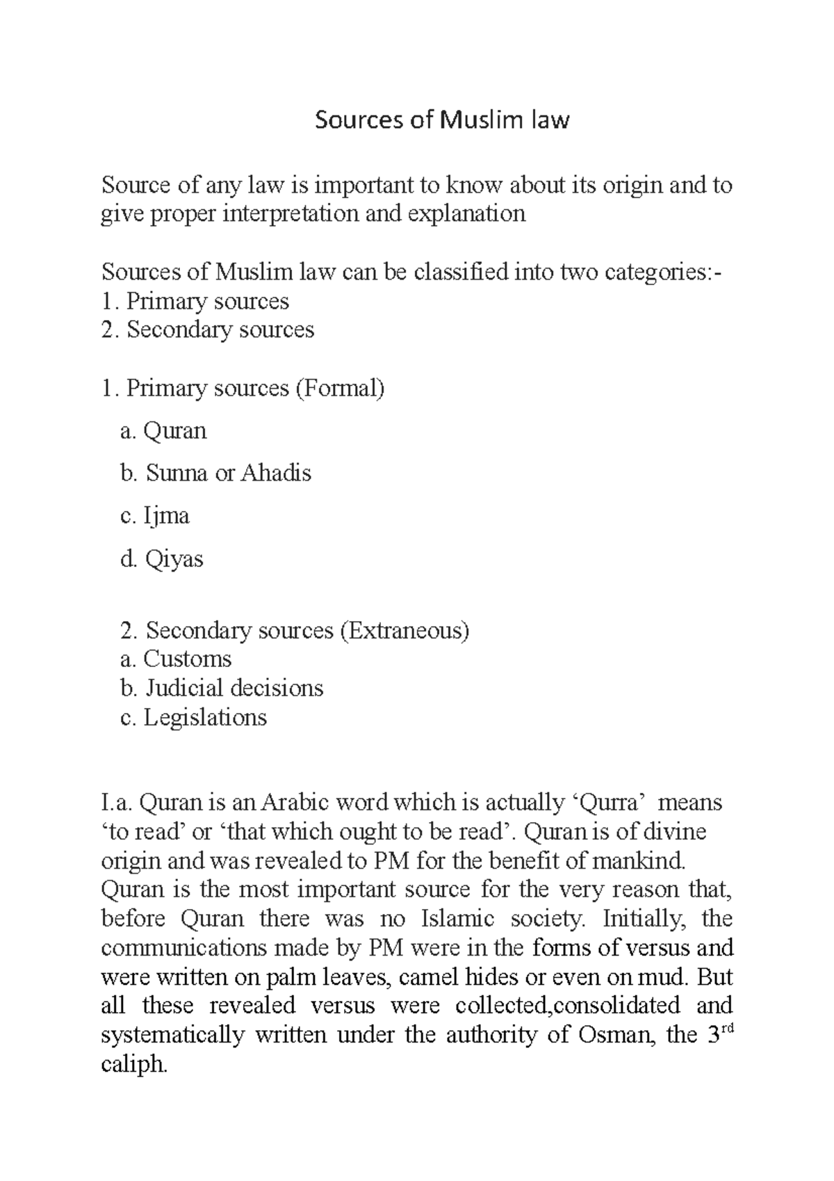 Sources of Mus. Law - Grade: 7 - Sources of Muslim law Source of any law is important to know ...