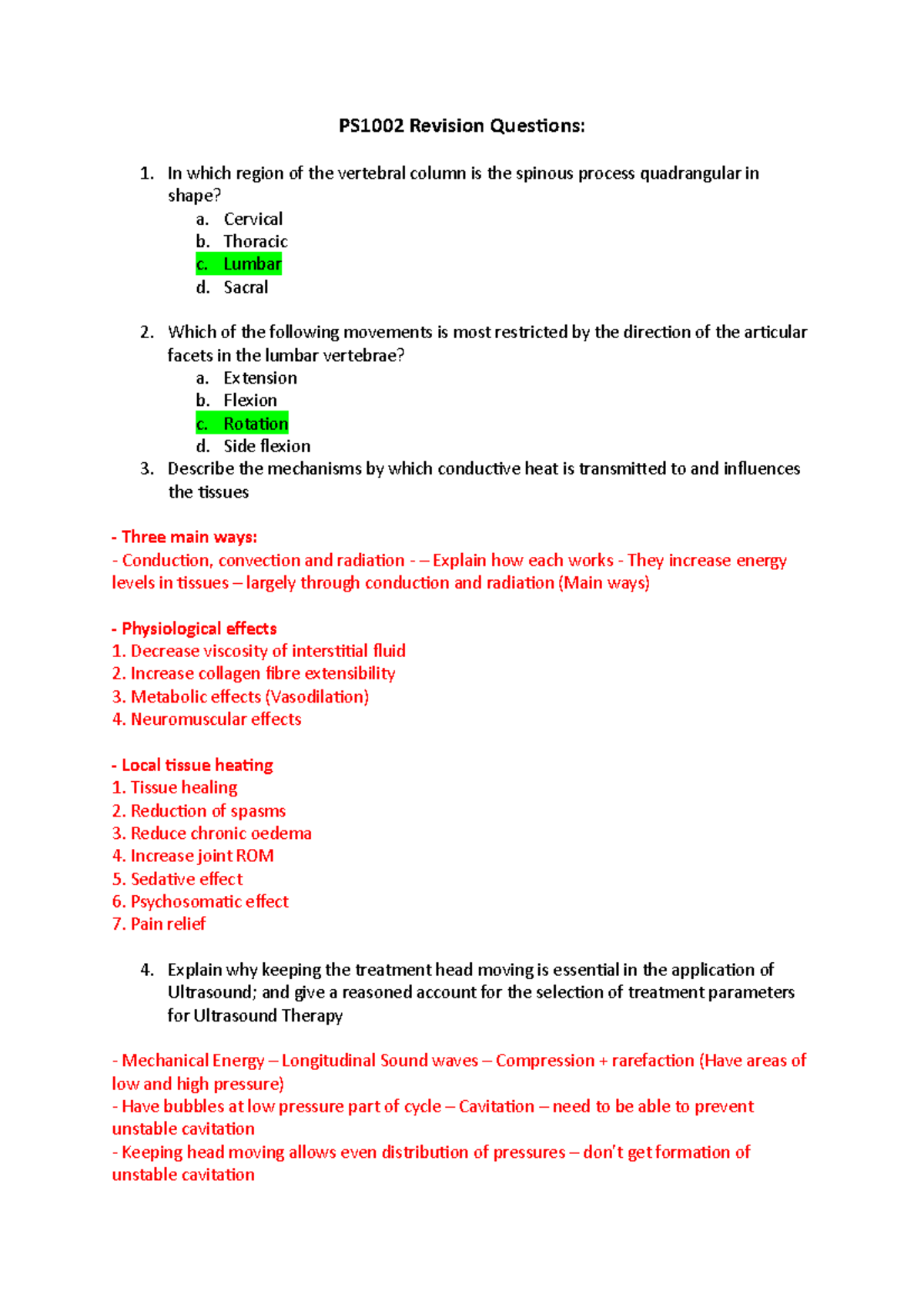 Introduction to Physiotherapy Applications Sample/practice exam 8 ...