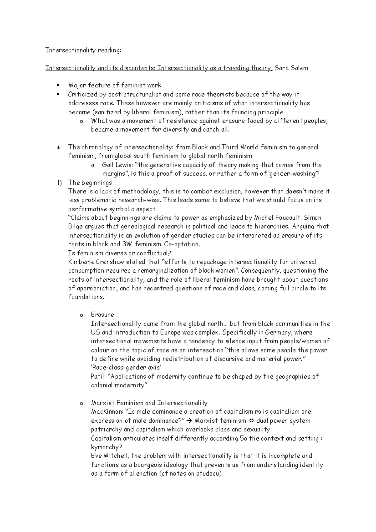 Intersectionality reading - Intersectionality reading ...