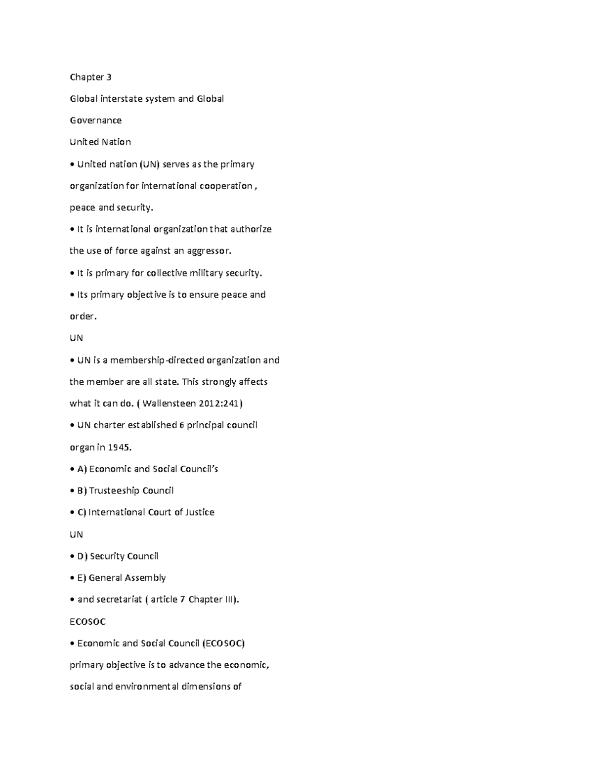 Contemporary world - Chapter 3 Global interstate system and Global ...