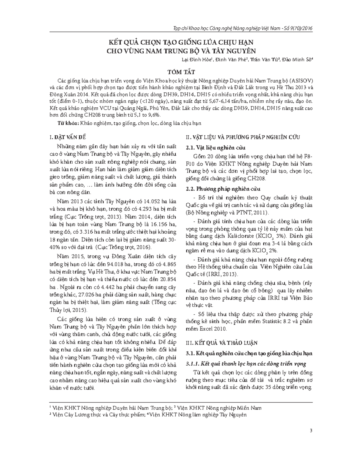 TC1 5 - skibidi - 1 Viện KHKT Nông nghiệp Duyên hải Nam Trung bộ; 2 Viện KHKT Nông nghiệp Miền ...