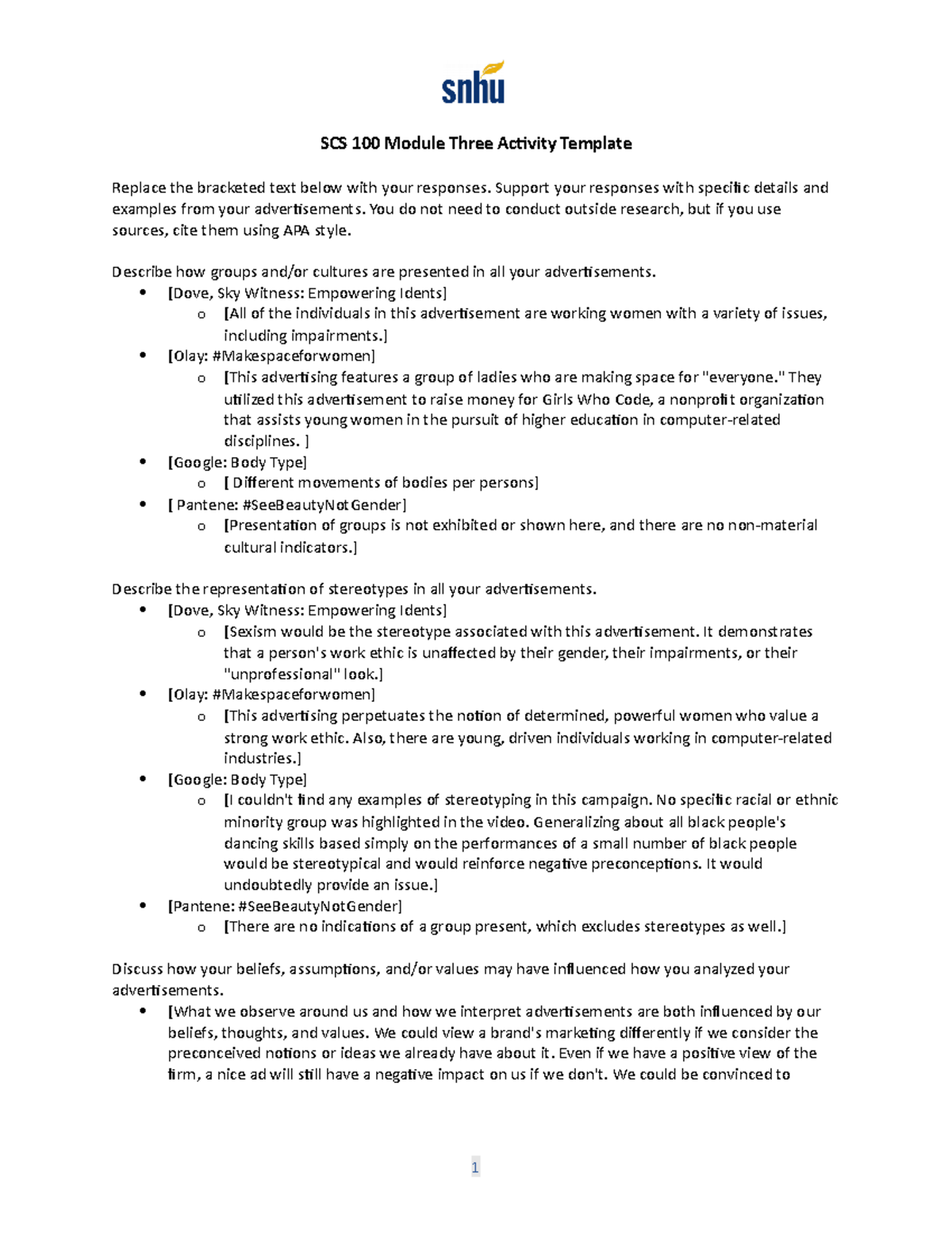 SCS 100 Module Three Activity Template - SCS 100 Module Three Activity ...