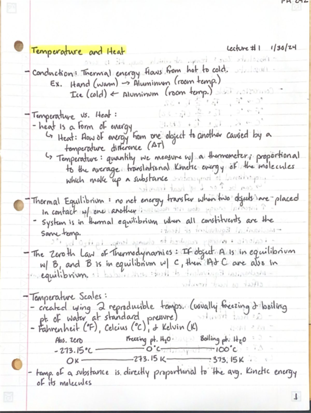 Temperature and Heat - PH 242 - Studocu