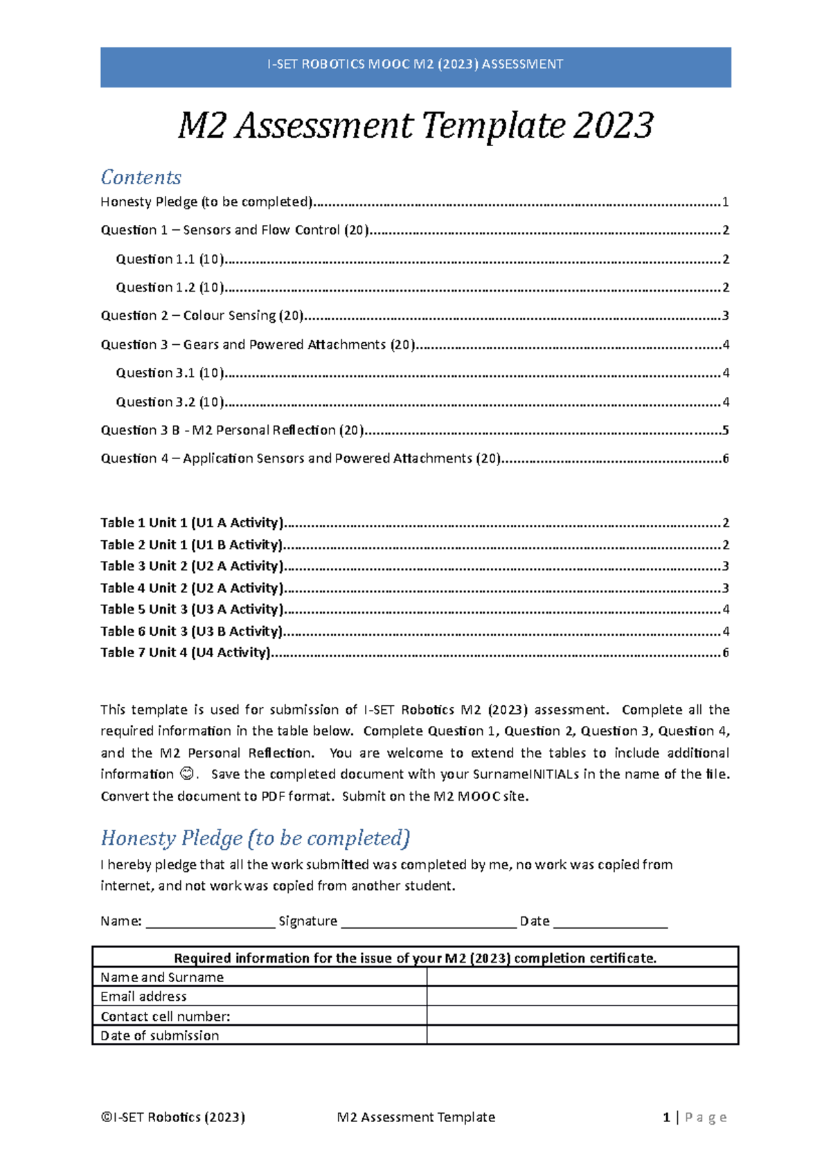 2023 M2Assessment Template - M2 Assessment Template 2023 Contents ...