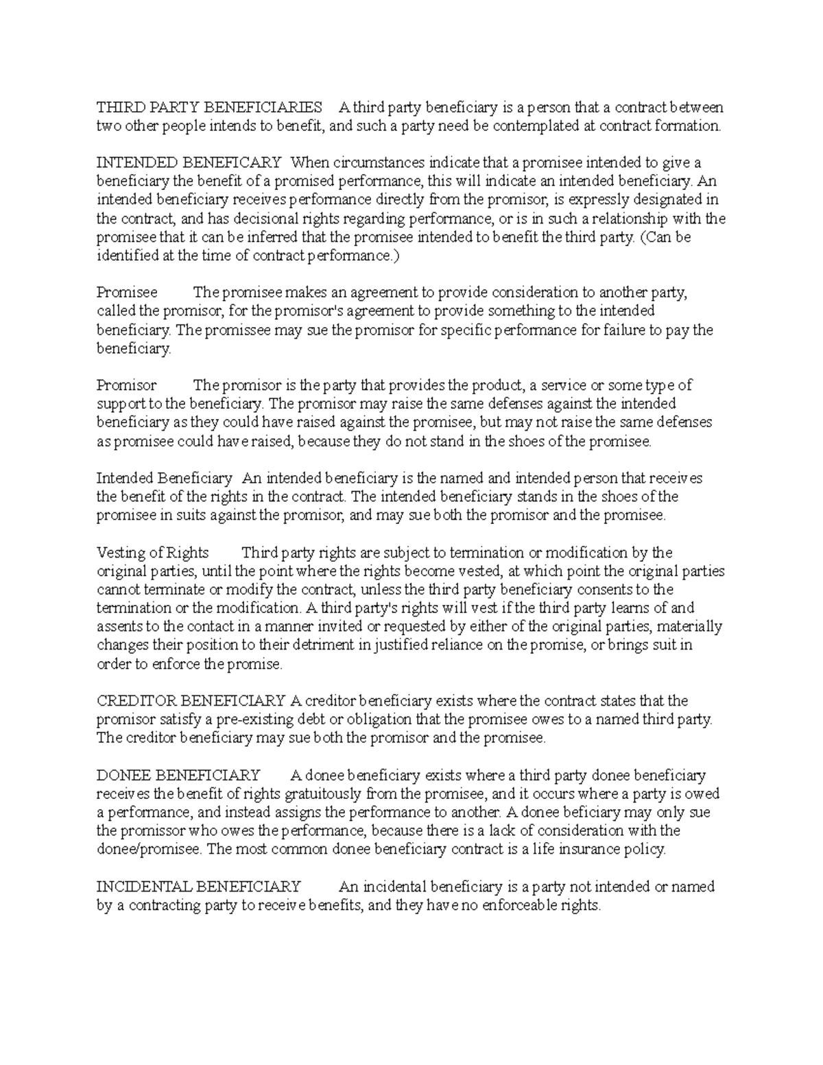 Contracts - Third Party Beneficiaries - BS accountancy - Studocu