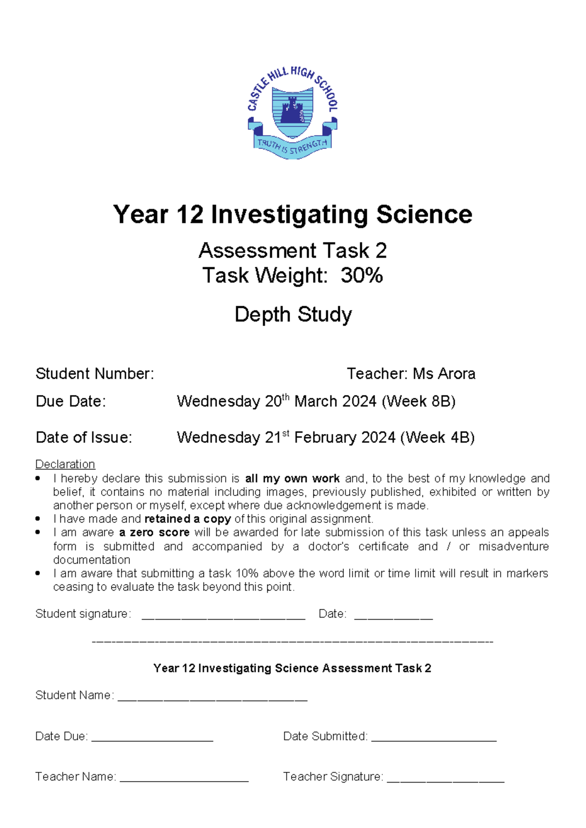2024 HSC Investigating Science Depth Study final - Year 12 ...