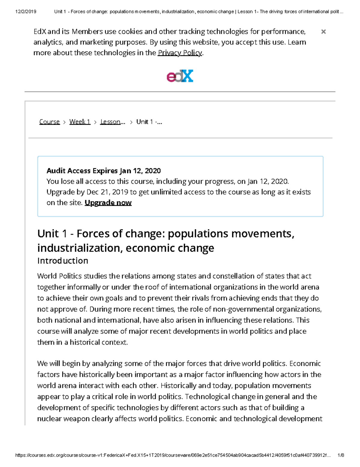 S 1 Unit 1 - Forces of change populations movements, industrialization ...