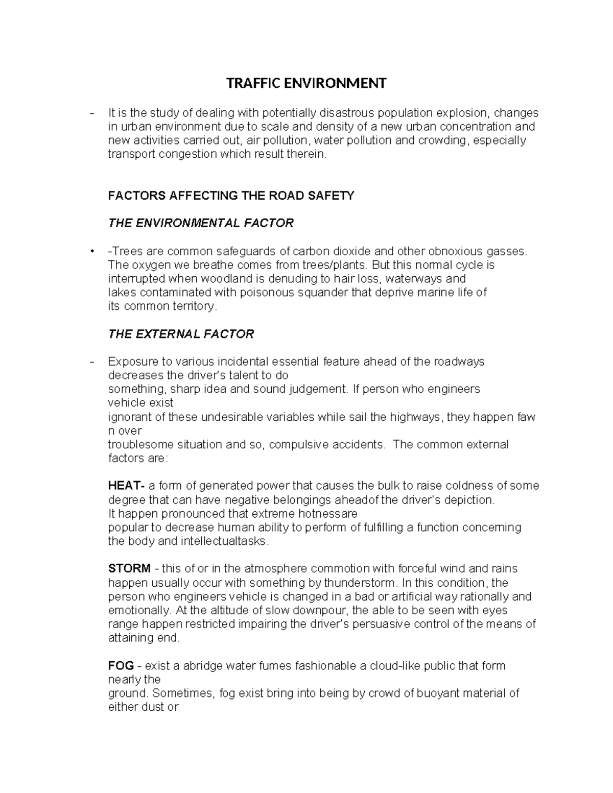 Traffic Environment - this article contains a brief information about ...