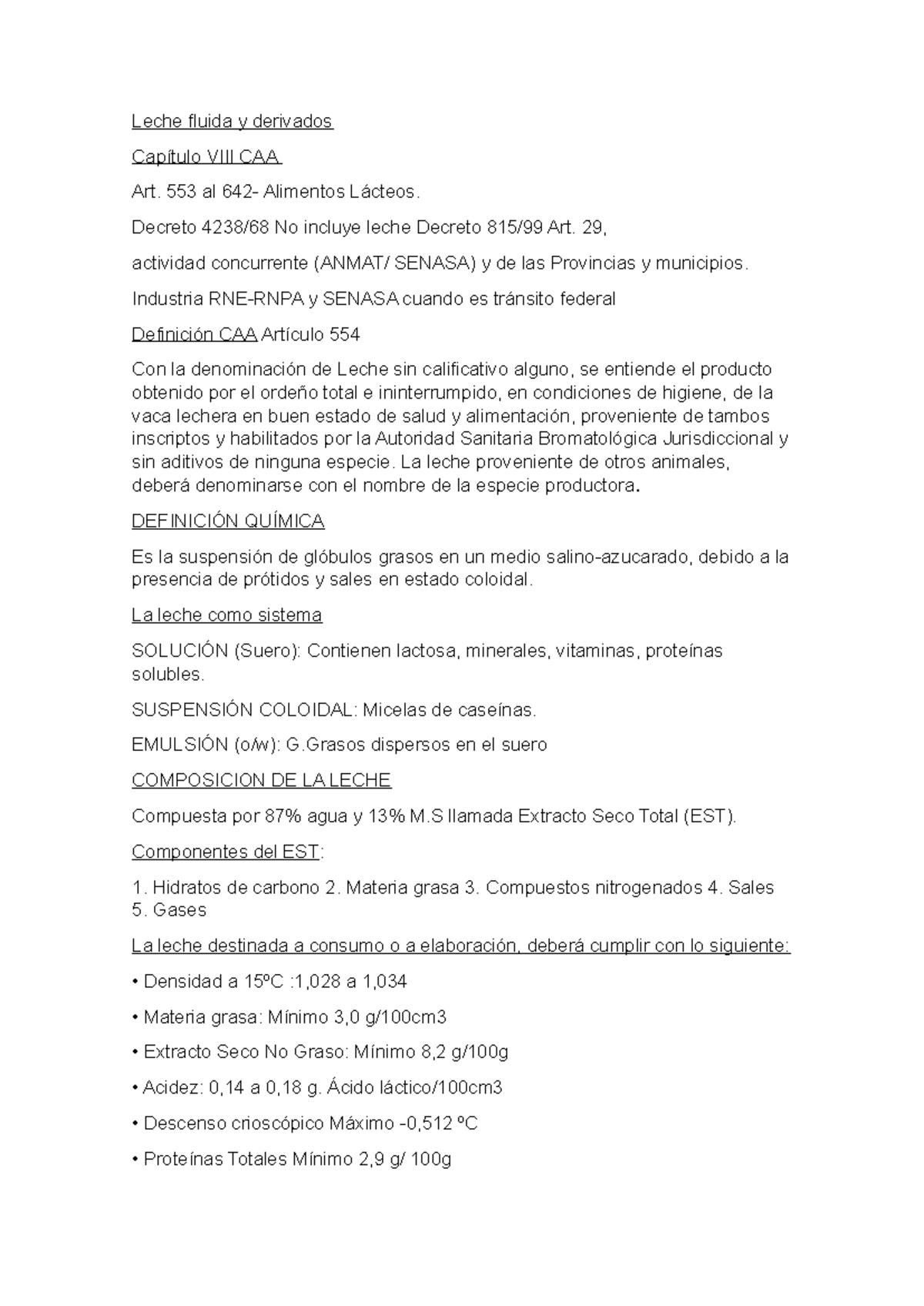 Leche fluida y derivados resumen parcial - Leche fluida y derivados ...