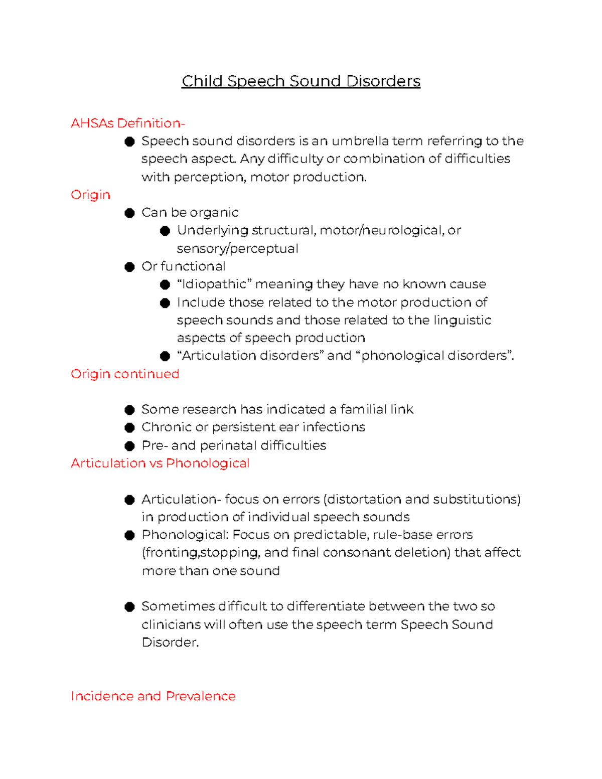 Child Speech Sound Disorders - Any difficulty or combination of ...