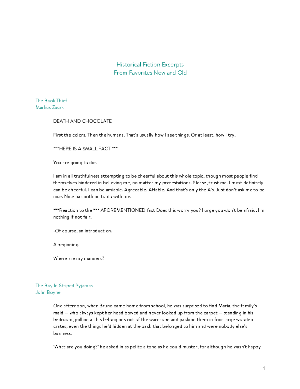 Historical Fiction Excerpts - Then the humans. That's usually how I see ...